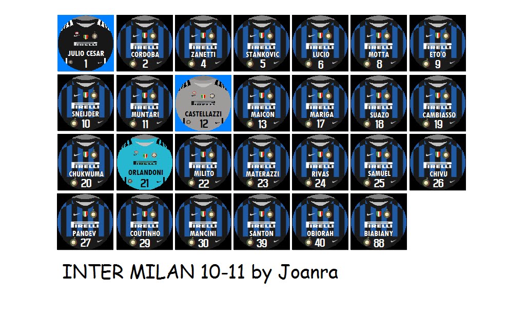 Equipos para futbol chapas: Inter Milan 10-11