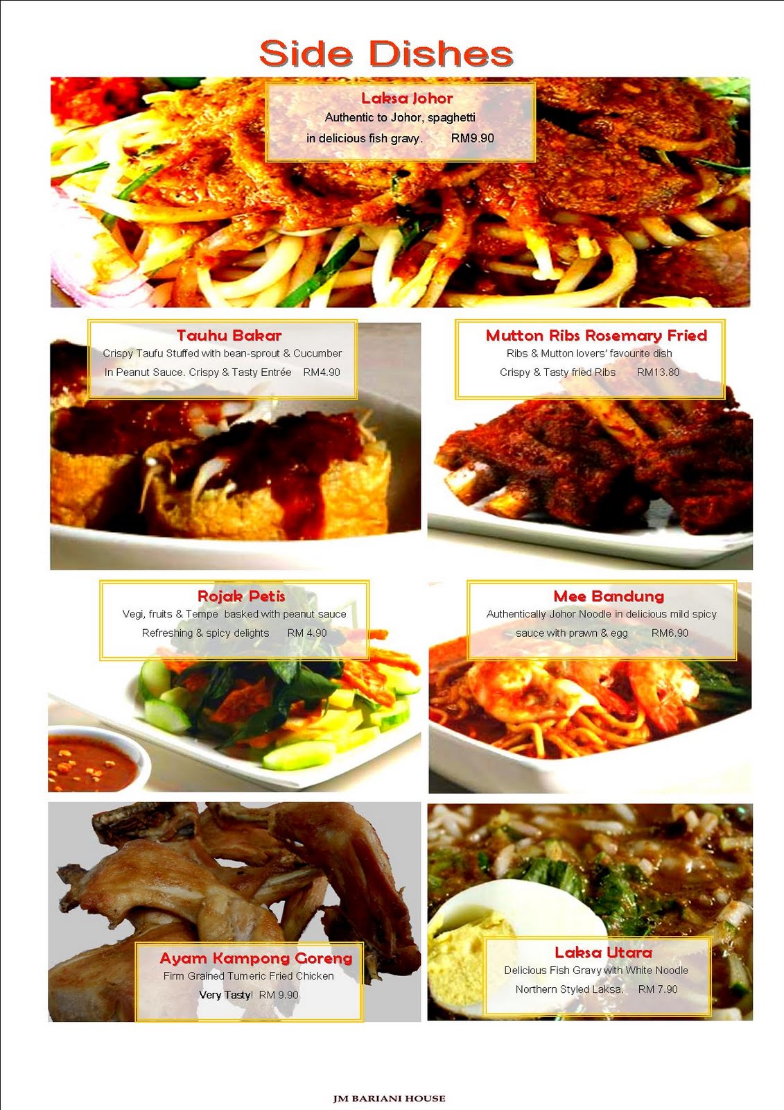 Menu katering Restoran Melayu : Masakan Sedap2