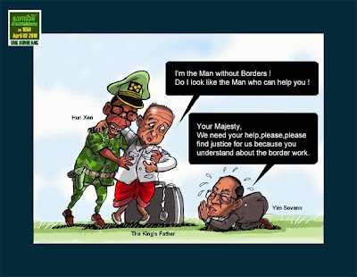 khmernewtoday: Sacrava's Political Cartoon: The Man Without Borders