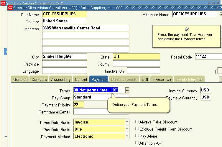 Bizinsight Consulting Applications Blog How To Define The Payment Terms For Supplier In Oracle 5406