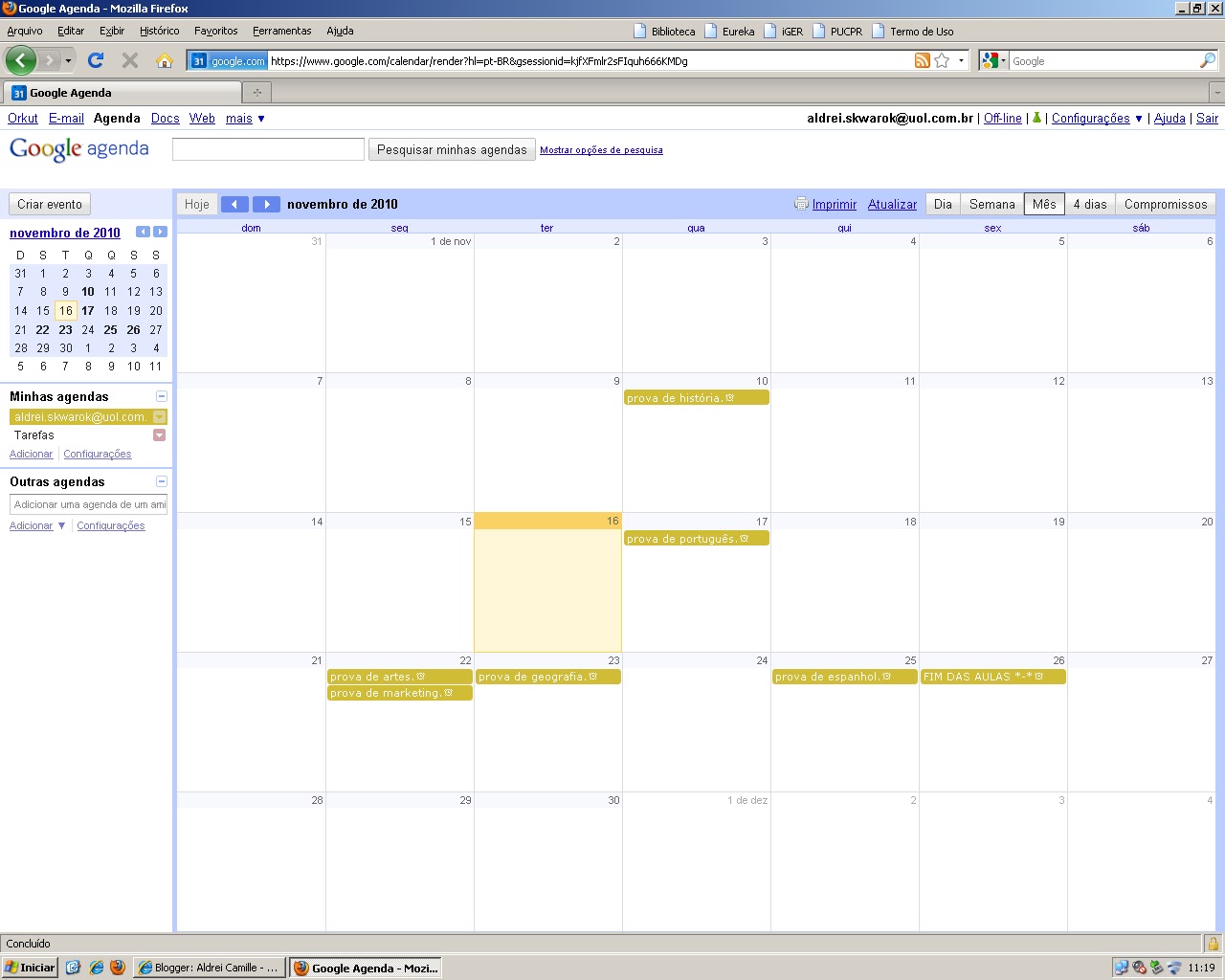 A fama: AGENDA- calendário (agenda)