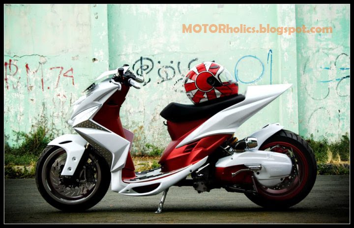 YAMAHA MIO SOUL WHITE AND RED MODIFICATIN