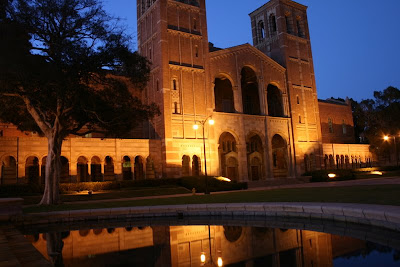 UCLA by Night, Royce Hall & Shapiro Fountain, Los Angeles, California ...