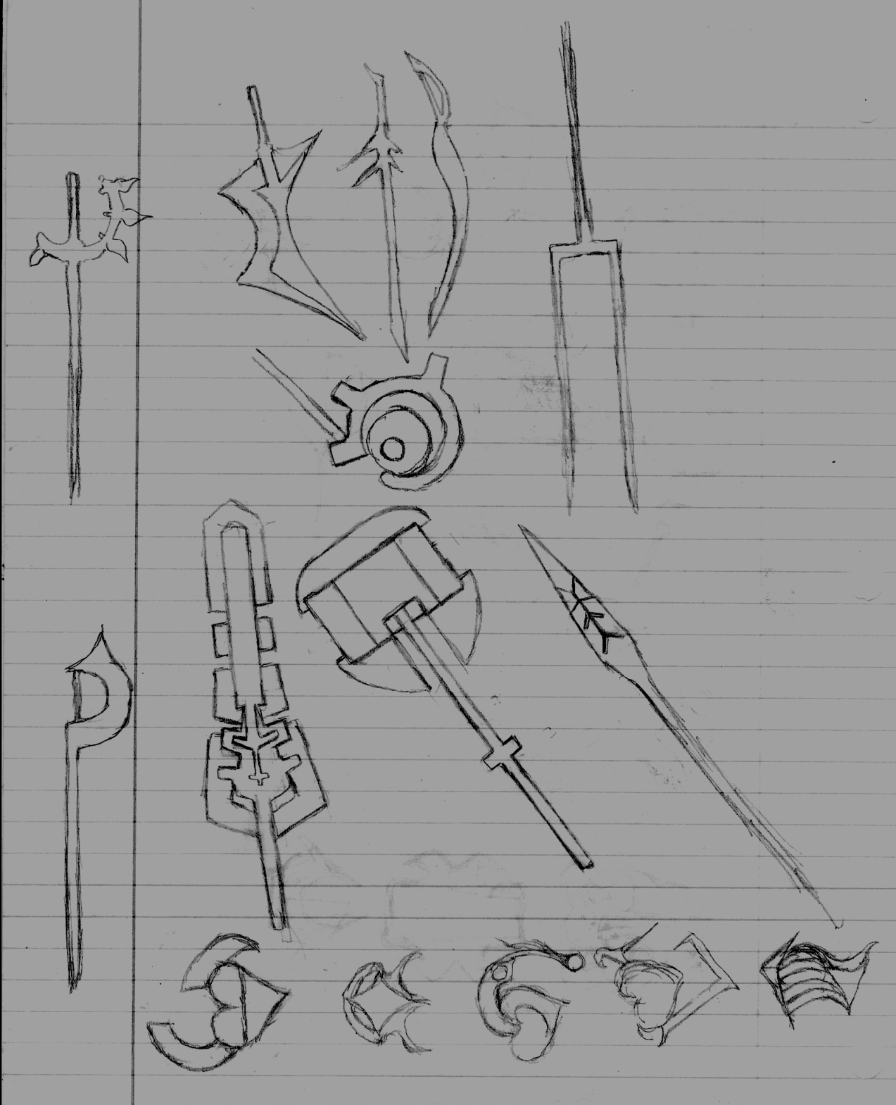 like hell.: drawings 7: mess of fantasy weapon designs