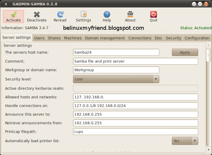 Be Linux my friend: Programa para administrar SAMBA (GUI)