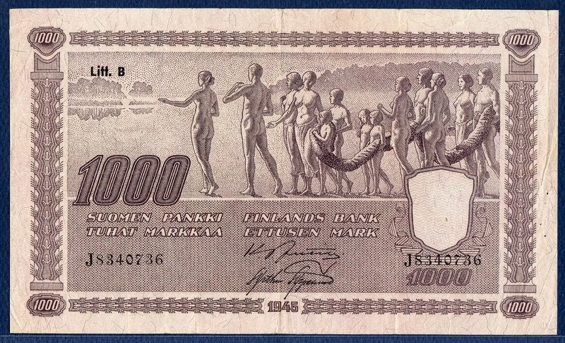 Finland - 1000 Finnish Markka banknote.|World Banknotes & Coins ...