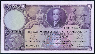 Scotland Commercial Bank 5 Pounds note 1953 Issue|World Banknotes ...