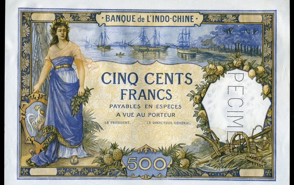 French banknotes Tahiti 500 Francs note of 1938 Bank of Indochina|World ...