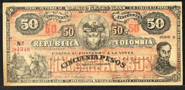 Colombia banknotes 50 Pesos banknote 1900|World Banknotes & Coins ...