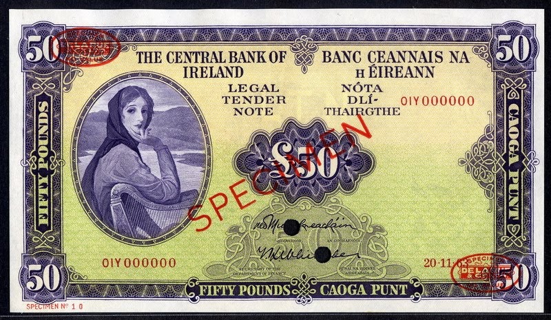 Ireland 50 Pounds banknote 1963 Lady Lavery|World Banknotes & Coins ...