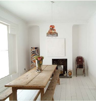 The Beautiful mind of mine: White kitchen with rustic wooden table ...