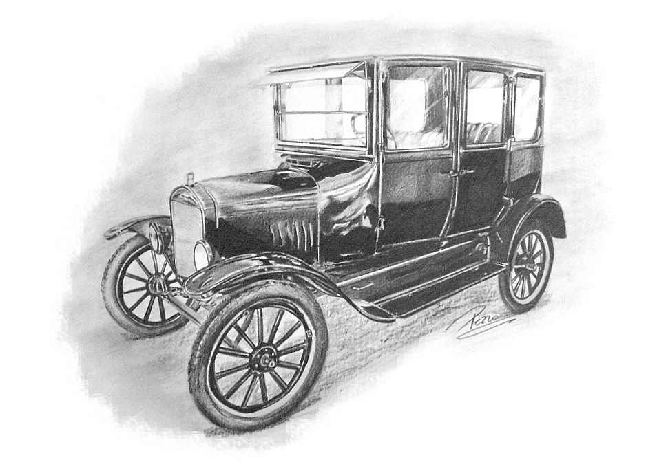 Pencil Drawing by Pezzoart: CLASSIC FORD