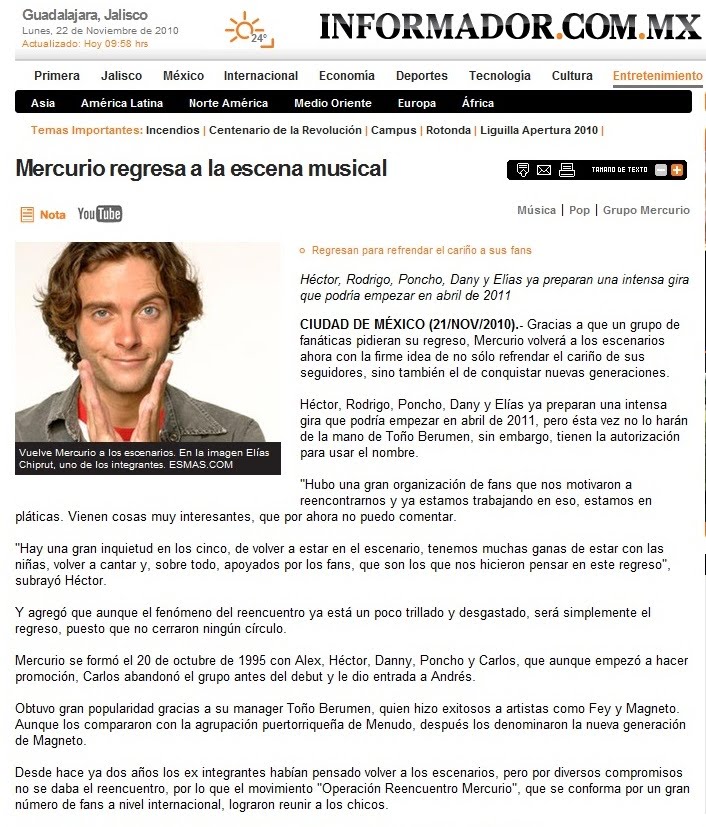 Mercurio por siempre.: Mercurio regresa a la escena musical.