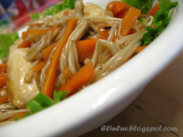 Elinluv's Tidbits Corner: Stir Fry Enokitake With Chicken Breast ...