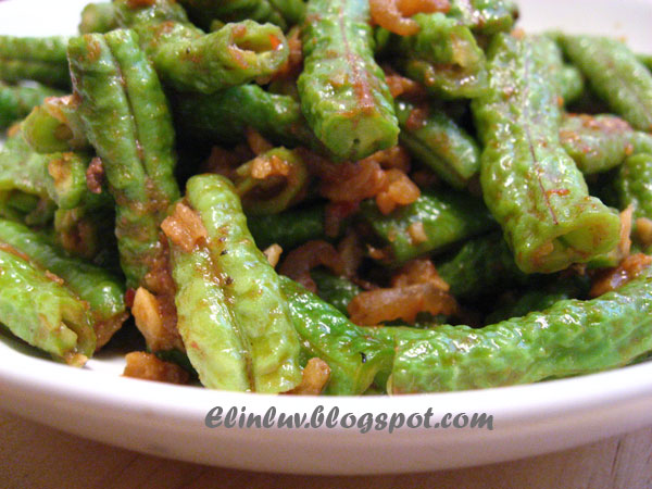 Elinluv's Tidbits Corner: Stir Fry Sabah Snake Beans With Dried Shrimps