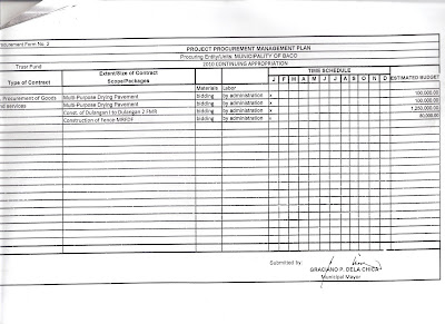 Municipality of Baco Financial Disclosures: Project Procurement ...