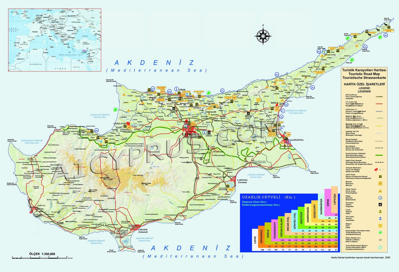 North Cyprus Holidays - North Cyprus Hotels: North Cyprus Map