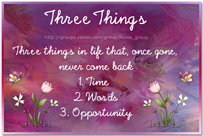 "Live, Love & Suffer but never learn to Surrender.": THREE THINGS!!!