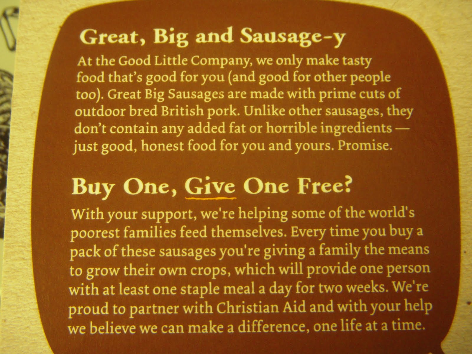Rate My Sausage: The Good Little Food Company's Great Big Sausage