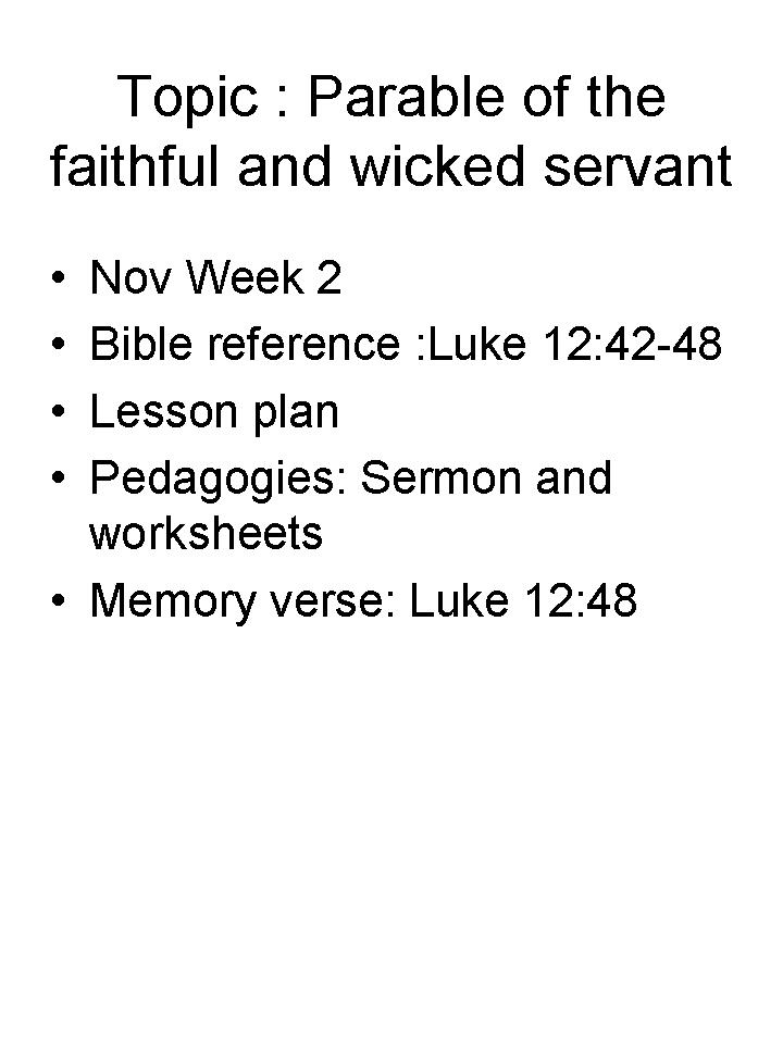 Glory Children Church: November week 2 teaching resources : The parable ...