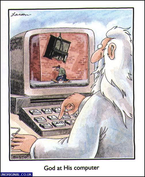 God at the computer... | The far side, The far side gallery, Far side ...