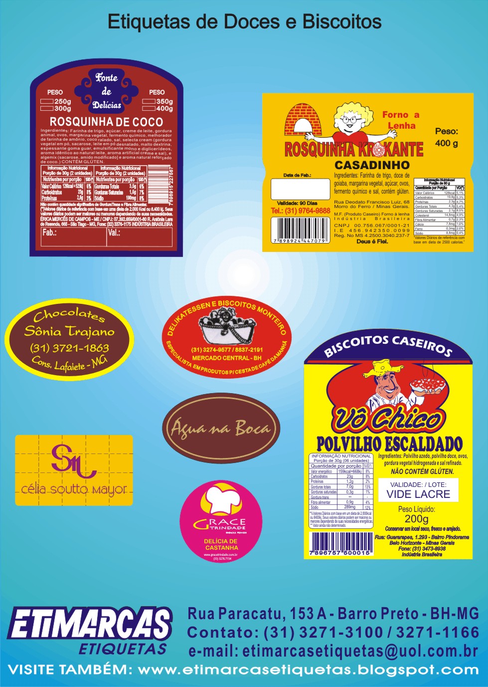 Etiquetas para doces chocolates e Rotulos para biscoitos. ~ Etimarcas ...