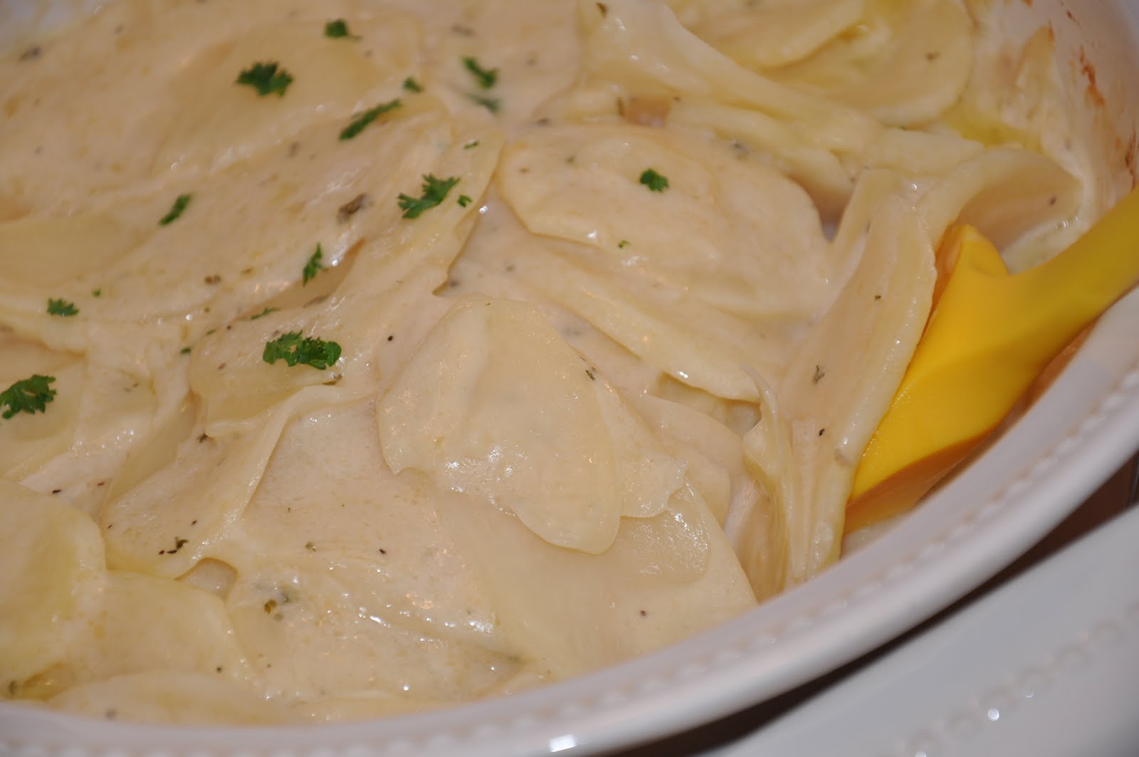 The Changeable Table: Chipped Potatoes in Parmesan Alfredo