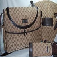 GUCCI DIAPER BAGS: GUCCI DIAPER BAG SET BABY CARRIER, BOTTLE HOLDER
