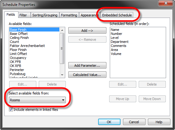 (bim) Development: Embedded Schedules in Revit 2011