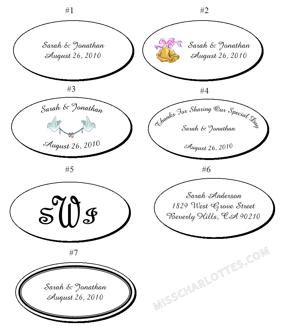 Miss Charlotte's Handmade Crafts: Personalized Oval Wedding Labels