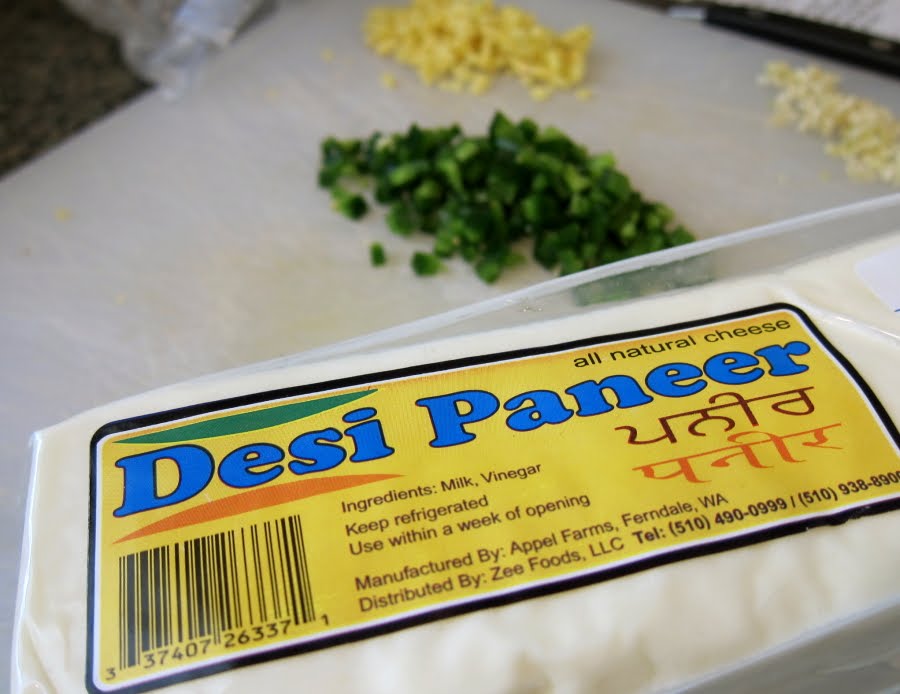 last call for corn: paneer curry with peas. also saag paneer... with peas!