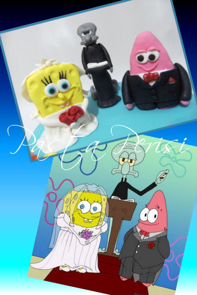 PASTA PERİSİ SERAP PASTA TASARIM: Sunger Bob Pastası - Sunger Bob ve Patrick in nikahı :)