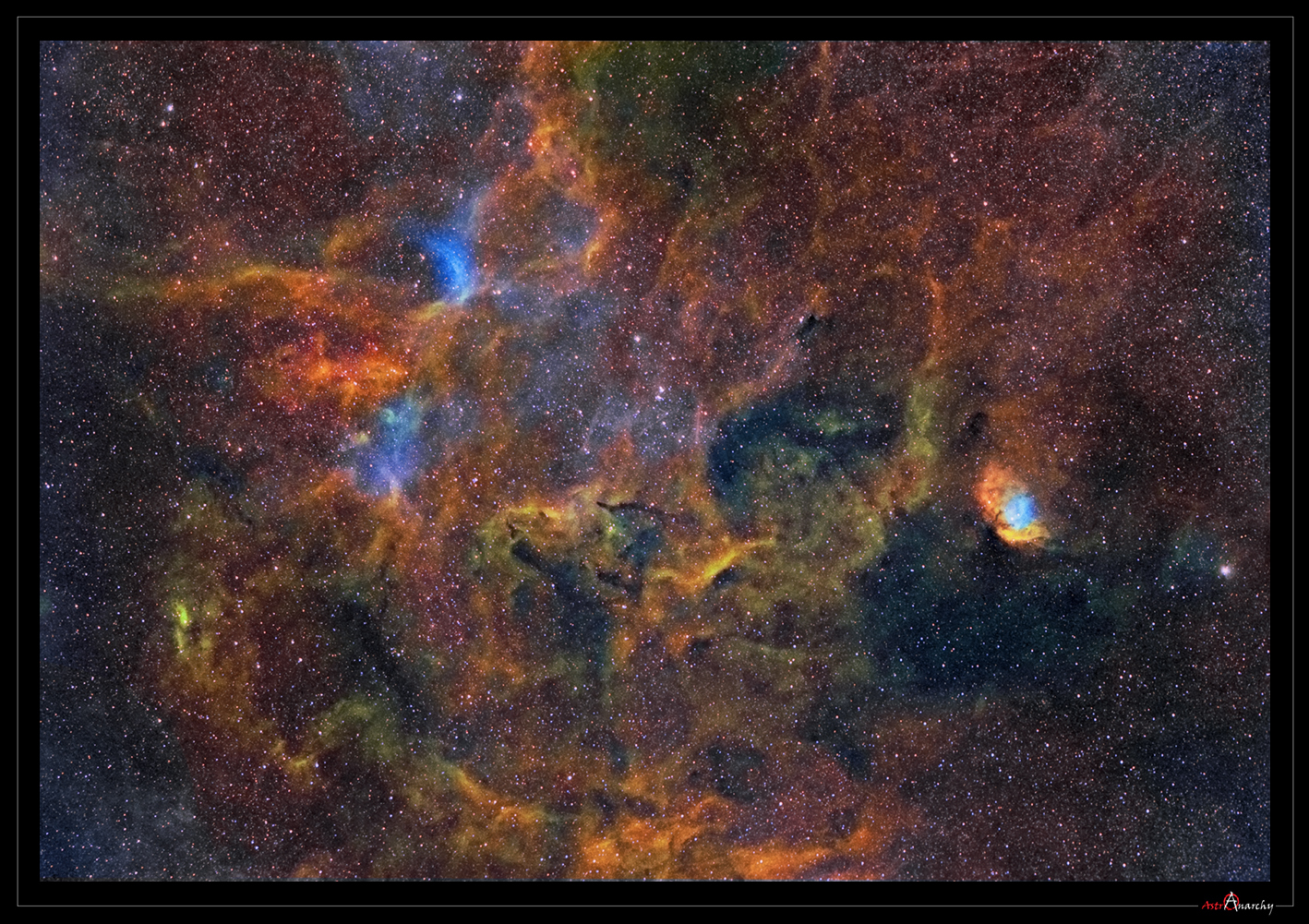 Astro Anarchy: Tulip Nebula, Sh2-101, wide field & closeup, reprocessed