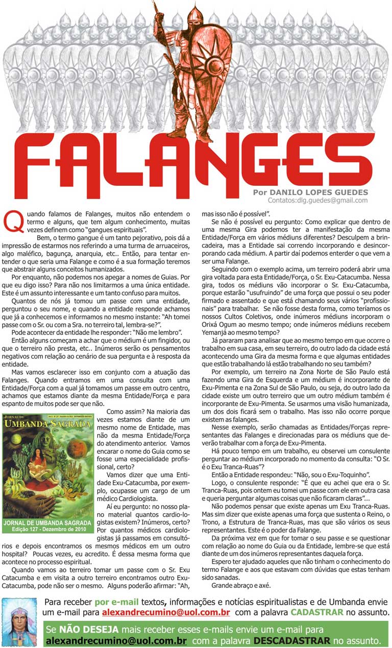 Jornal Umbanda Sagrada: Falanges