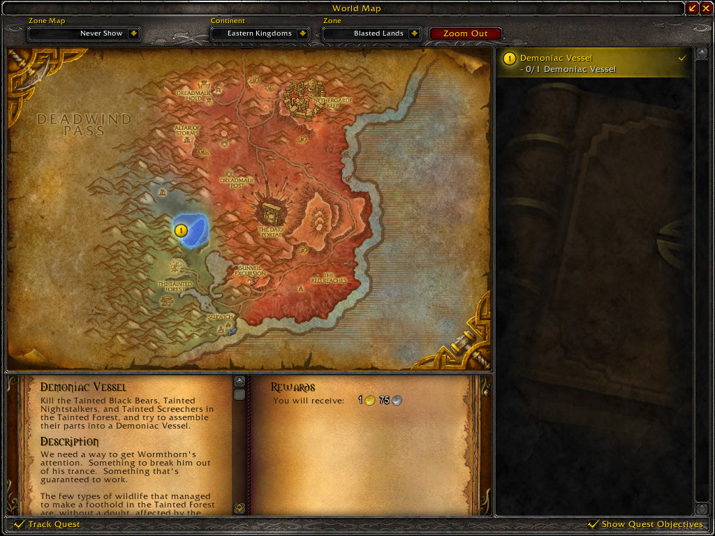 Shadows Wow Guide: Surwich Blasted Lands Tainted Forest