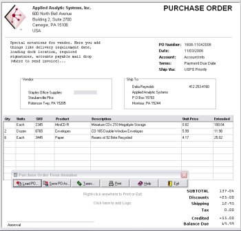 EXAMPLE PURCHASE ORDER