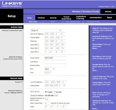 Setup Linksys WRT54G wireless router with MTNL ADSL broadband on ...