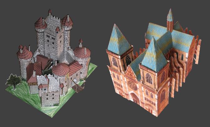 Fictional Castle and Cathedral Paper Models