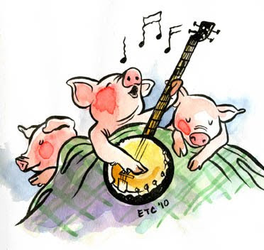 Dueling Banjo Pigs: Ellen Crenshaw: Banjo Pigs in a Blanket