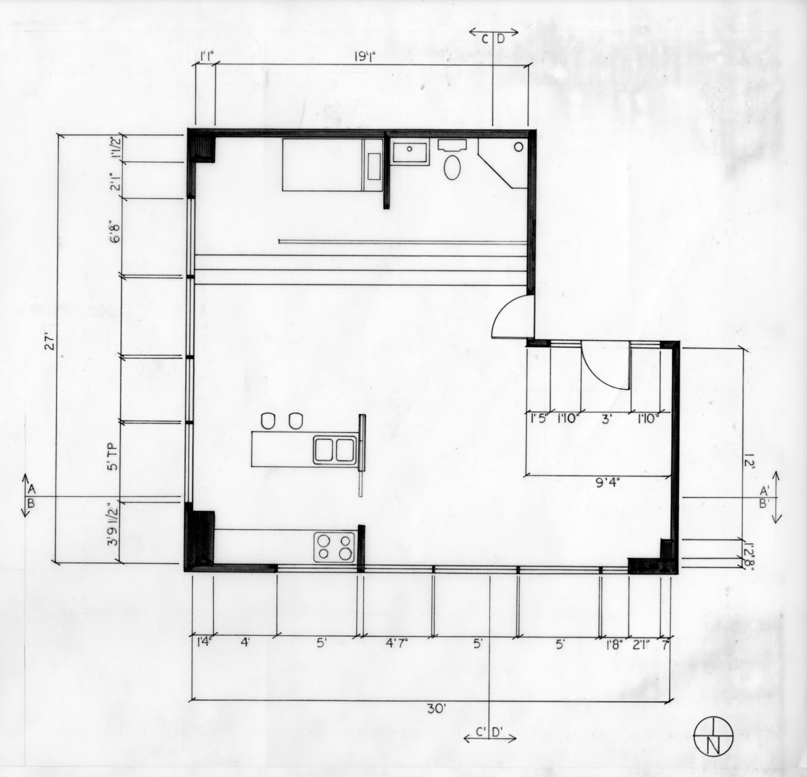 cmb: Studio Space: Final Floor Plan and Section Elevation Plans