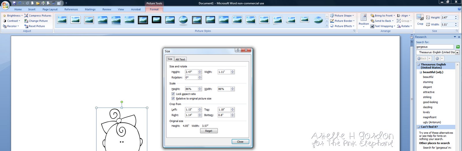 The Pink Elephant: PRINTING DIGI STAMPS Using Word