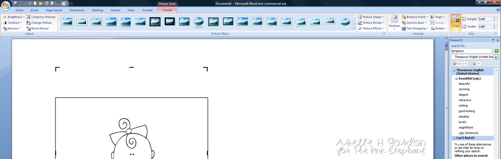 The Pink Elephant: PRINTING DIGI STAMPS Using Word