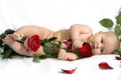 Cute Babies With Roses