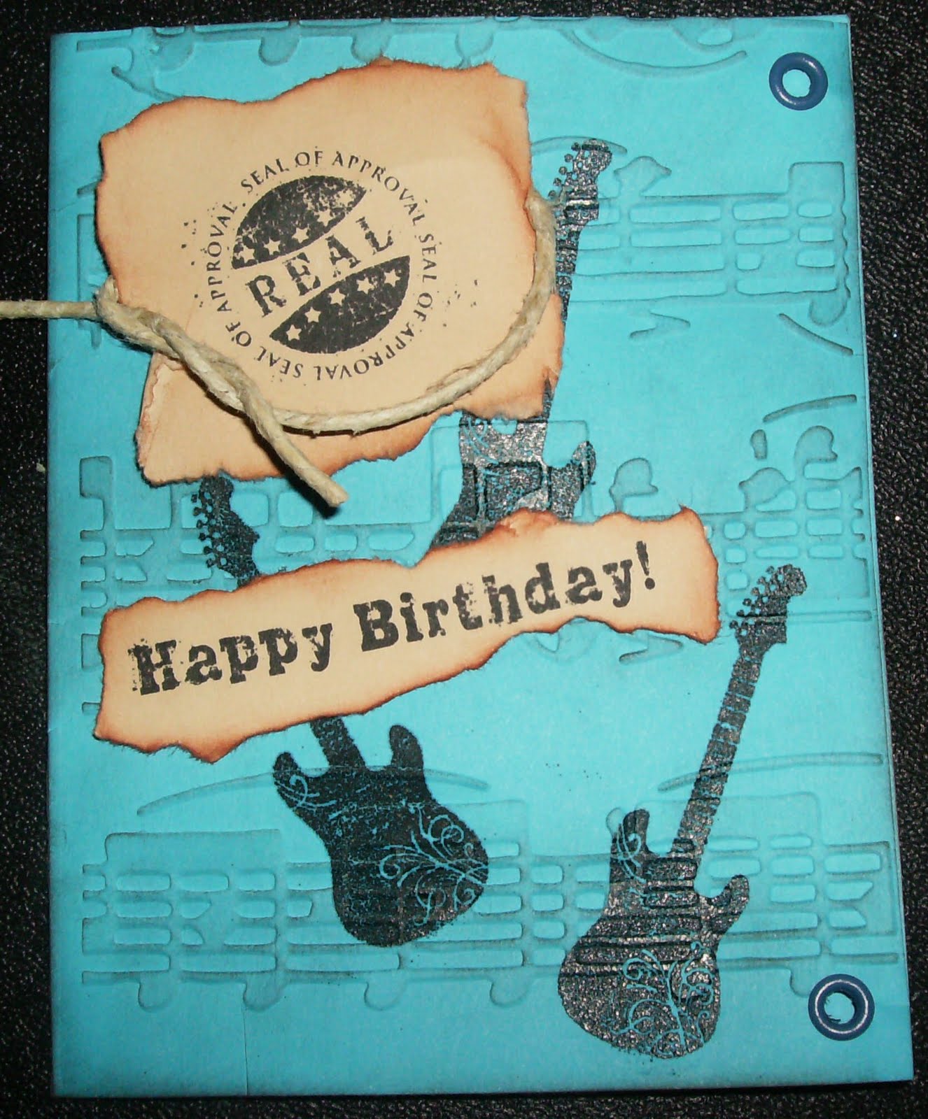 Sheryl's Crafting Corner: double embossed music Birthday Card