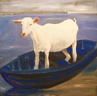 Goats in Boats: blue boat