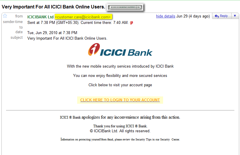 What's Abbu's Thought today?: ICICI Phishing Alert