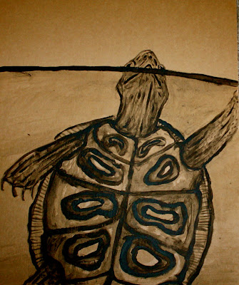 whimsically made: Turtle painting on cardboard