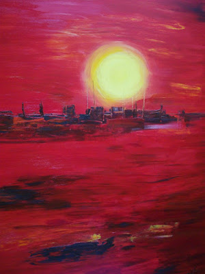 ΖΩΓΡΑΦΙΚΗ Painting By:Anna lou : ΗΛΙΟΒΑΣΙΛΕΜΑ ΣΤΟ ΚΟΚΚΙΝΟ 120Χ90