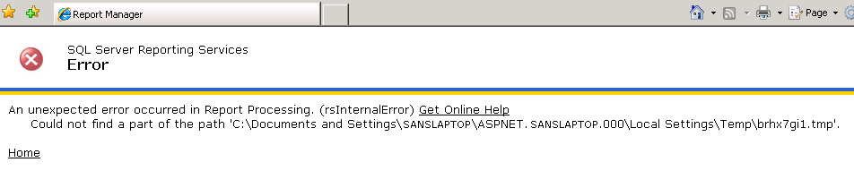 Could not find a part of the path 'C:\Documents and Settings\SANSLAPTOP\ASPNET.SANSLAPTOP.000 ...