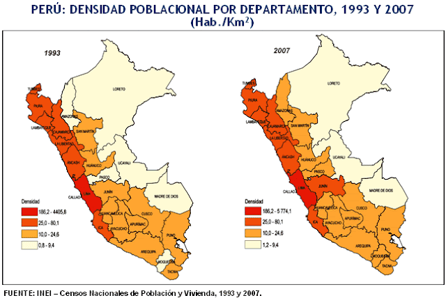 GEOGRAFIA, SOCIEDAD Y ECONOMIA: La densidad de población en el Perú